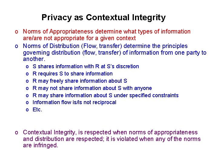 Privacy as Contextual Integrity Helen Nissenbaum Department of