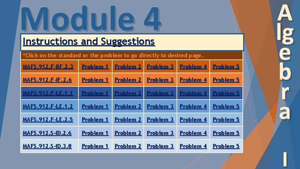 Module 4 Instructions and Suggestions Click on the