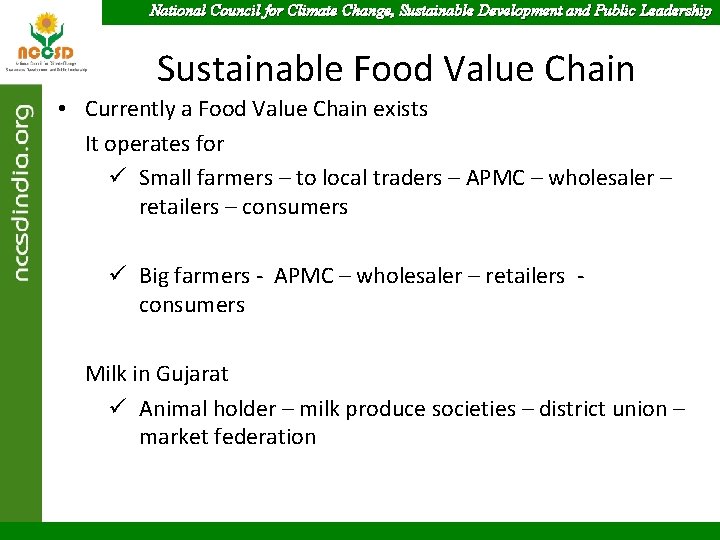 Sustainable Food Value Chain for Food Security in