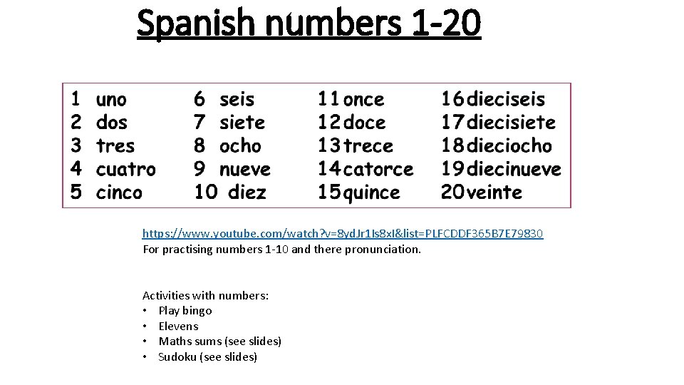 Spanish Transition tasks On this PPT there a
