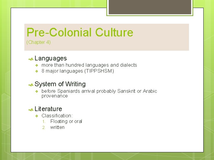 History of the Filipino People PreColonial Culture Chapter