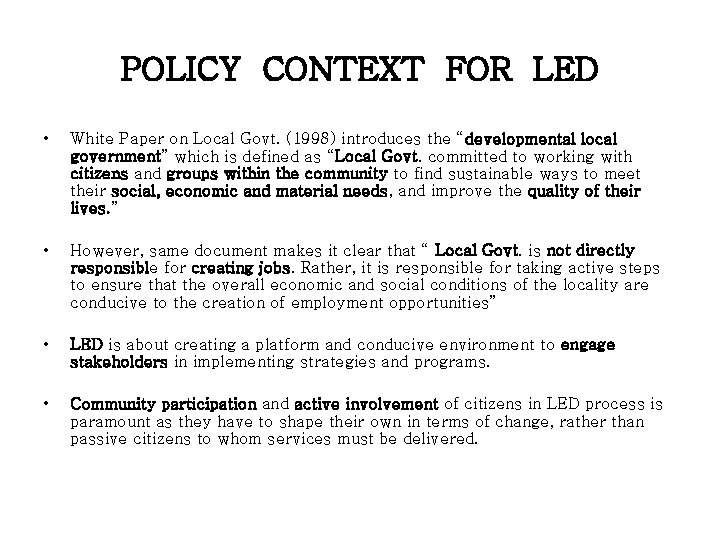 Presentation to Kwa Zulu Natal Department of Economic