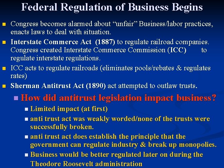 Big Business Government Policy 1870 1900 How did