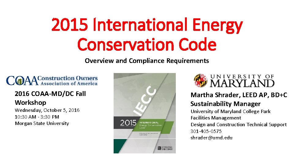 2015 International Energy Conservation Code Overview and Compliance