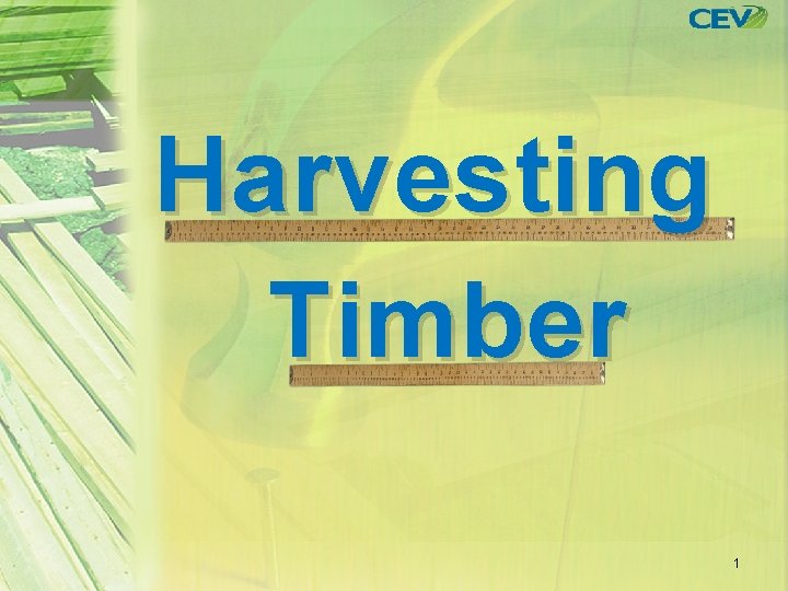 Harvesting Timber 1 Objectives 1 To define terms