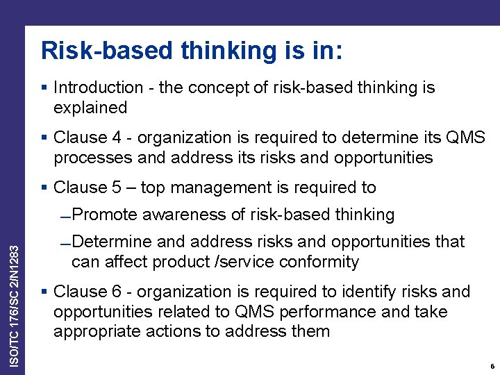 ISO 9001 2015 Riskbased thinking ISOTC 176SC 2N