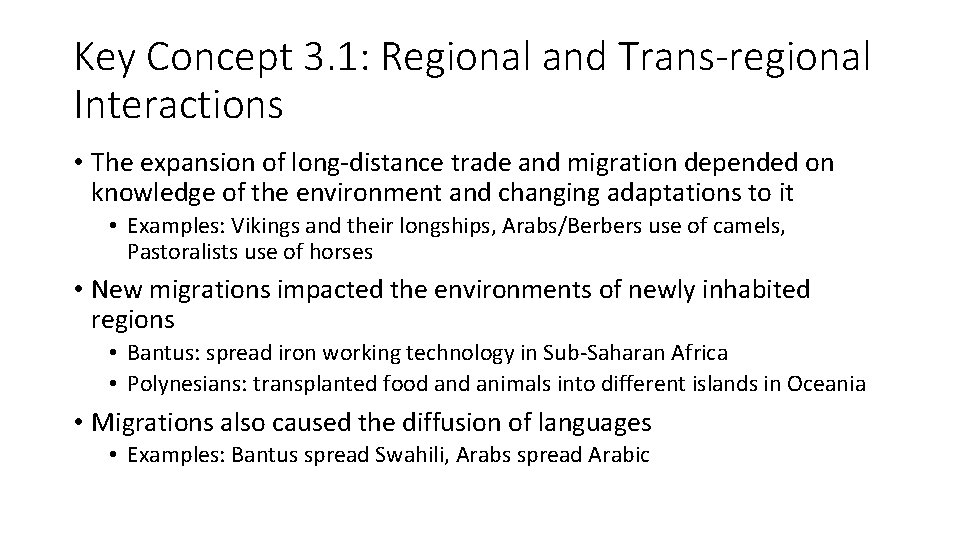 Unit 3 PostClassical Key Concept 3 1 Regional