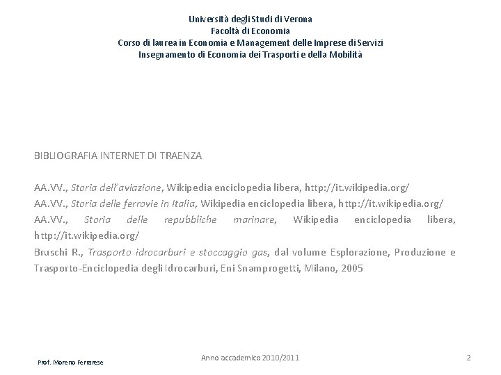 Universit degli Studi di Verona Facolt di Economia