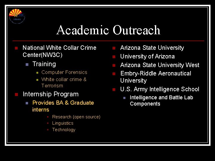 Arizona Counter Terrorism Information Center VICTORY THROUGH COOPERATION