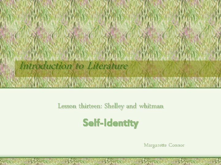 Introduction to Literature Lesson thirteen Shelley and whitman