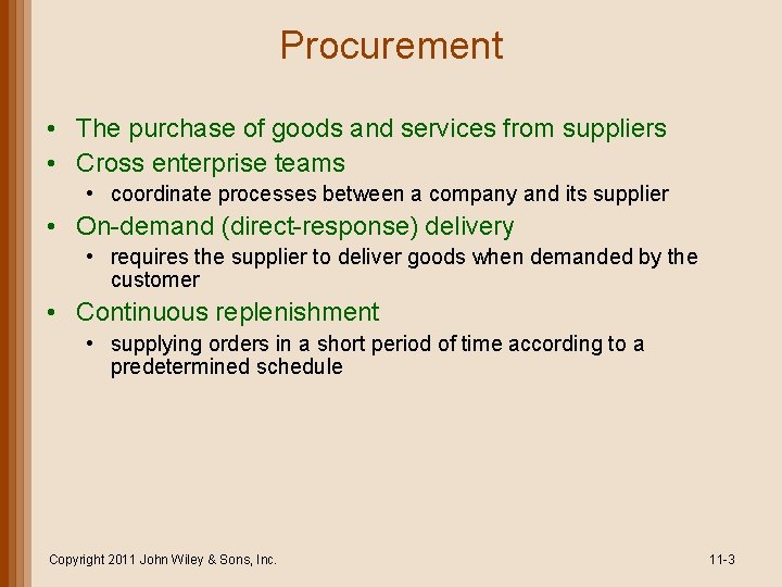 Chapter 11 Global Supply Chain Procurement and Distribution
