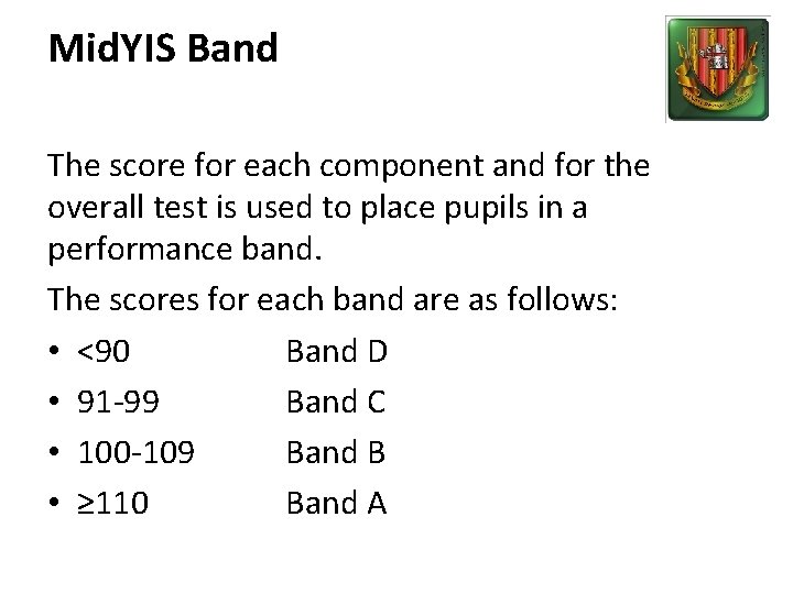 The Mid YIS Test The CEM at Durham