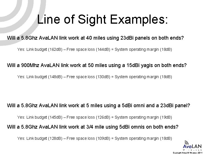 Installing Ava LAN Wireless Ethernet Systems Presented by