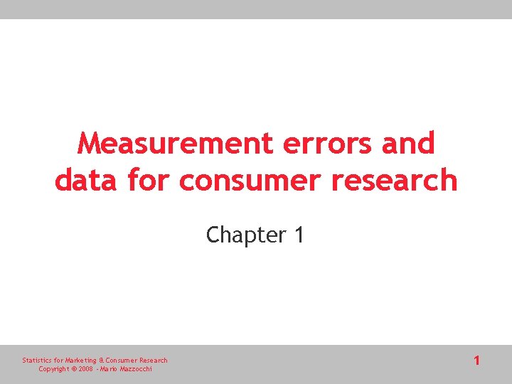 Measurement errors and data for consumer research Chapter