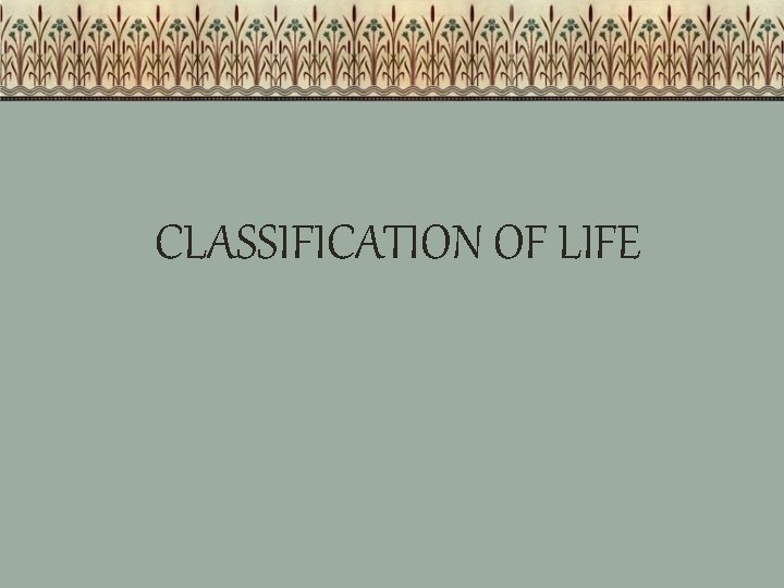 CLASSIFICATION OF LIFE As living things are constantly