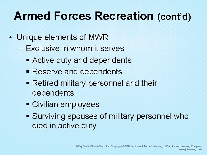 9 Chapter 9 Specialized Leisure Service Areas Objectives
