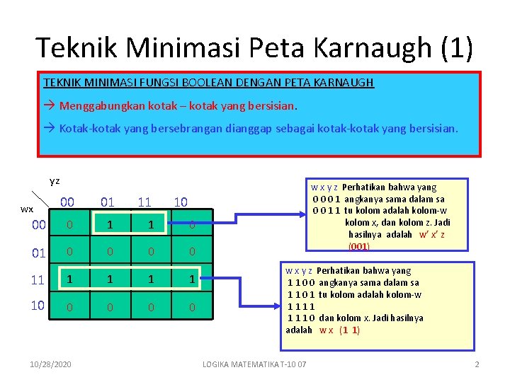 Teknik Minimasi Peta Karnaugh Teknik Minimasi Peta Karnaugh
