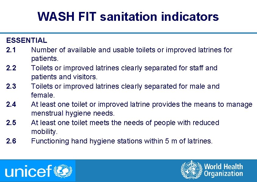 Module 4 SANITATION WASH FIT 1 Overview Minimum