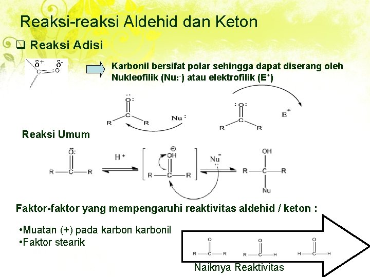 ALDEHID KETON Struktur Umum Aldehid Formaldehid Aldehid Alifatik