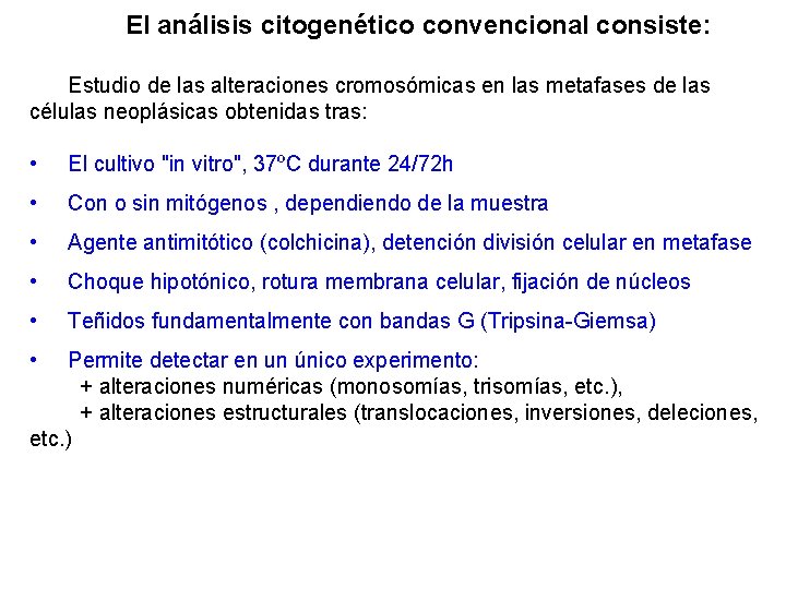PAPEL DE LA CITOGENTICA EN EL DIAGNSTICO HEMATOLGICO