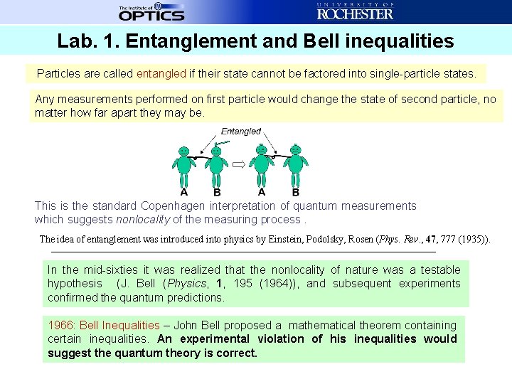 QUANTUM OPTICS AND QUANTUM INFORMATION TEACHING LABORATORY at