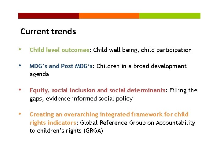 Global Trends in Child Rights Indicators Presentation to