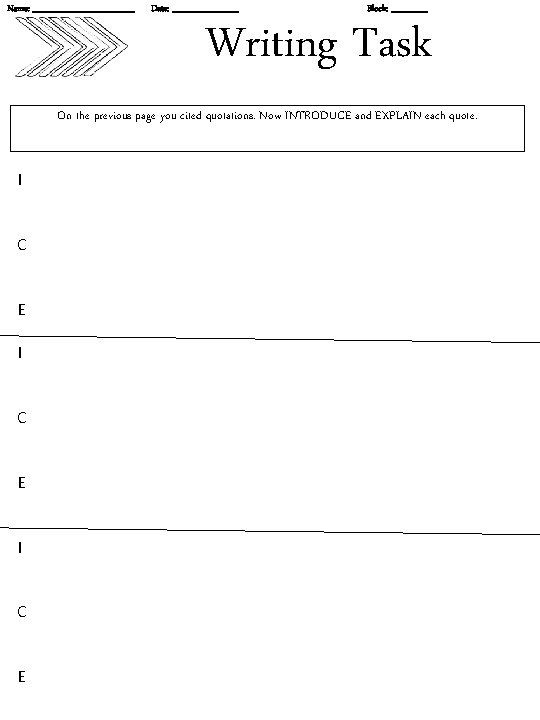 Name Date Block Writing Task You have already