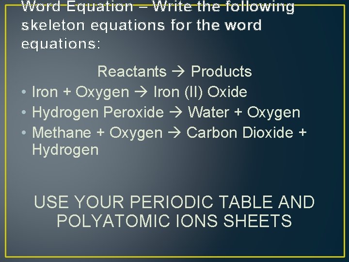 Chapter 9 Chemical Reactions Chapter 9 Essential Questions