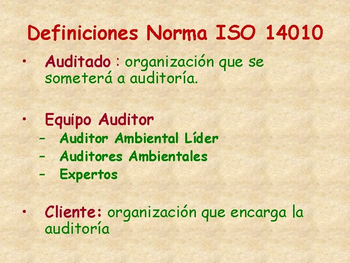 AUDITORAS AMBIENTALES AUDITORA AMBIENTAL ISO 14010 Proceso sistemtico