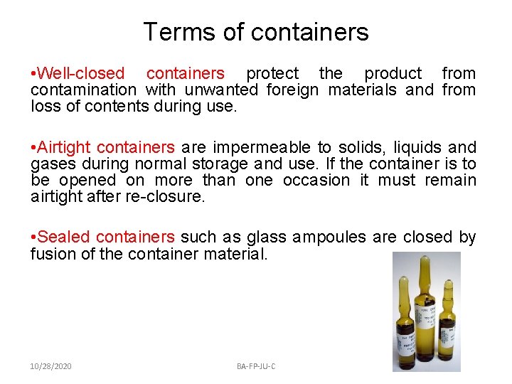 Packaging 10282020 BAFPJUC Introduction Why should you be