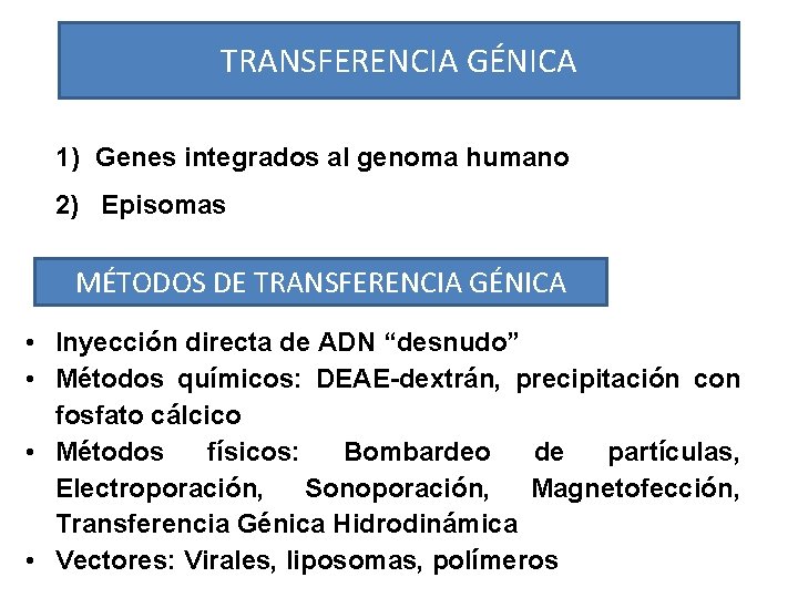 Concepto de Terapia Gnica Es la introduccin de
