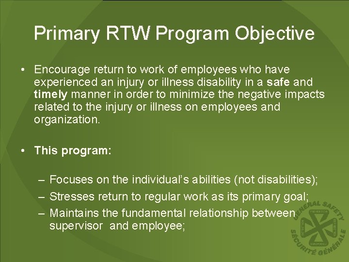 DND Civilian Employees Return to Work Program Briefing