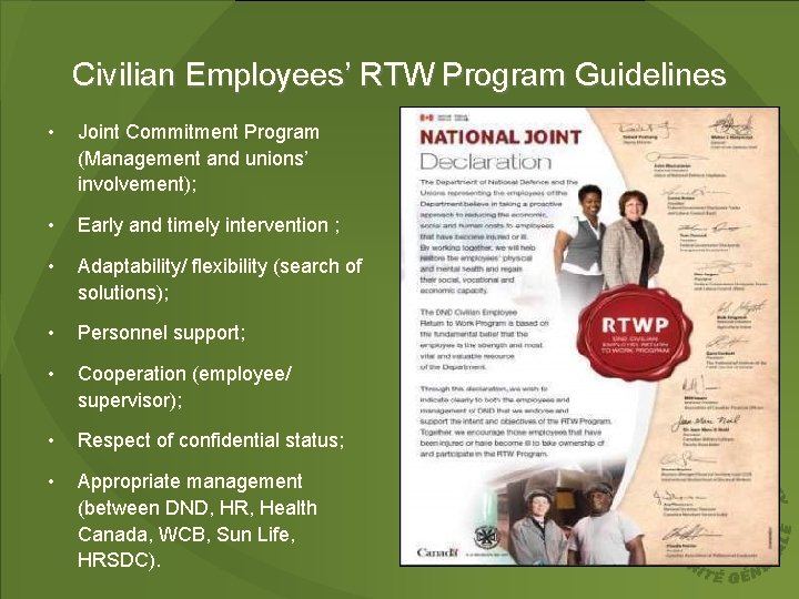 DND Civilian Employees Return to Work Program Briefing