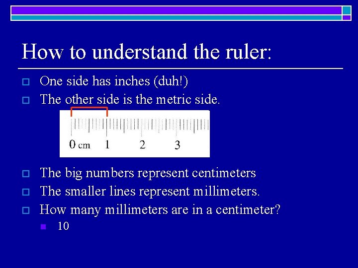 Systeme Internationale Units of Measurement o Meter n