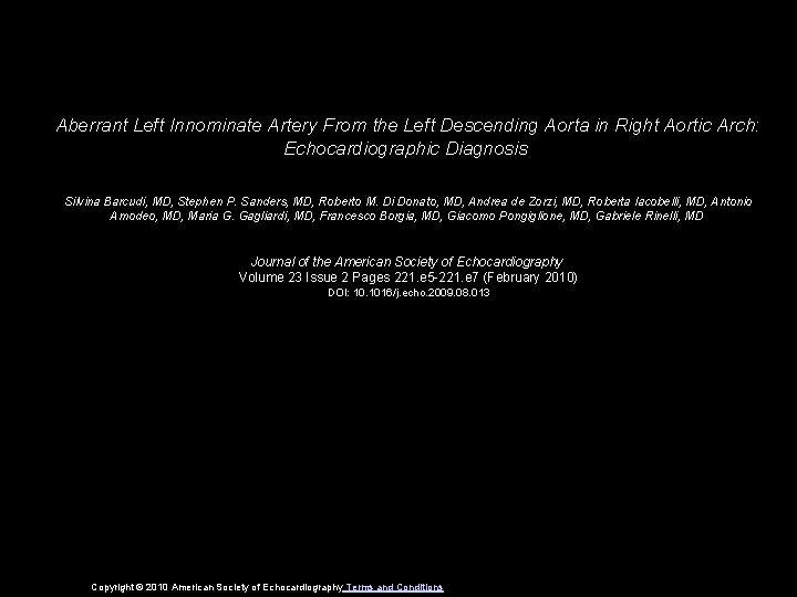 Aberrant Left Innominate Artery From the Left Descending