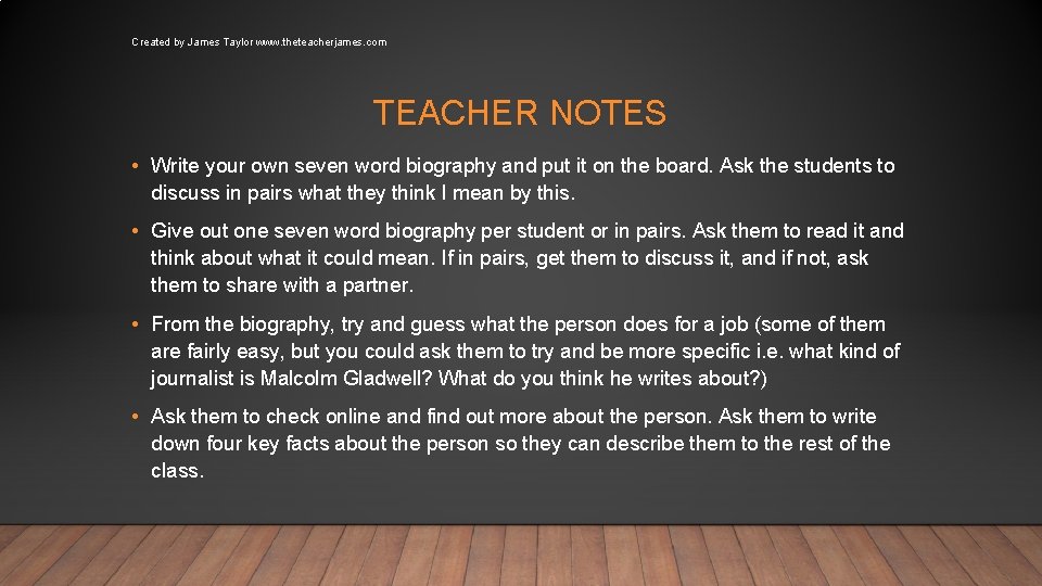 SEVEN WORD BIOGRAPHY CREATED BY JAMES TAYLOR WWW