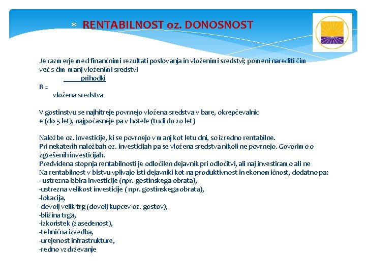 KAZALNIKI USPENOSTI POSLOVANJA 7 predavanje EKPEMP Vrste prihodkov