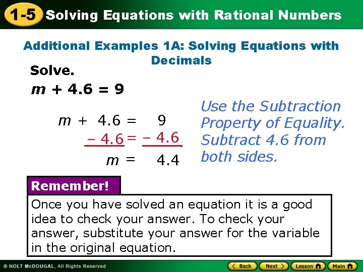 1 5 Solving Equations with Rational Numbers Warm