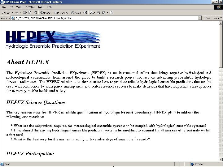 Strategic Plan for HEPEX John Schaake Eric Wood