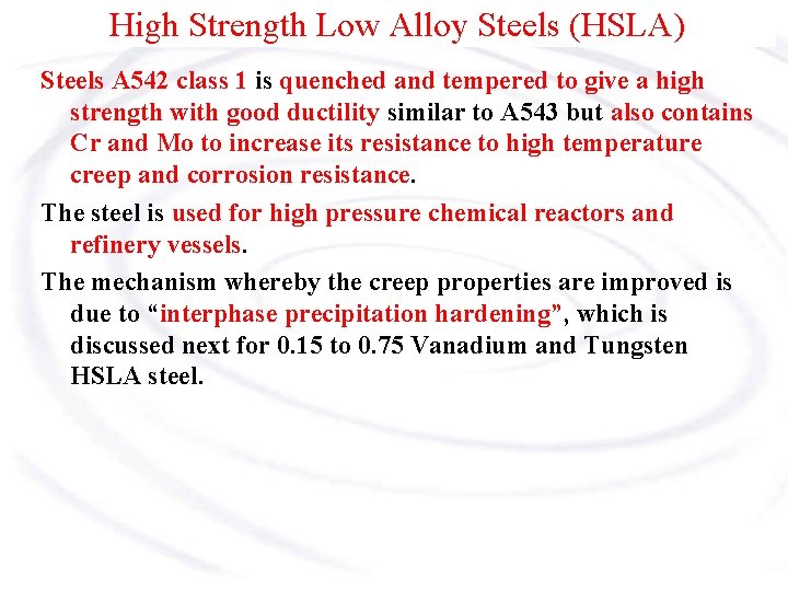 High Strength Low Alloy Steels HSLA HSLA steels