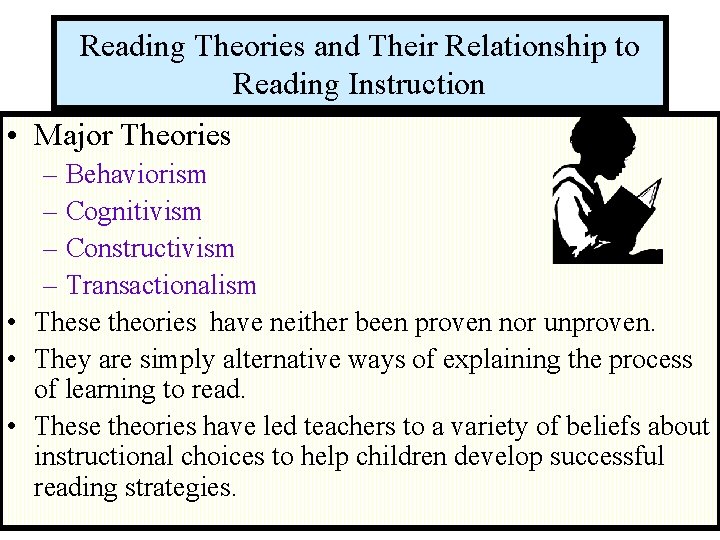 Reading Theories and Their Relationship to Reading Instruction