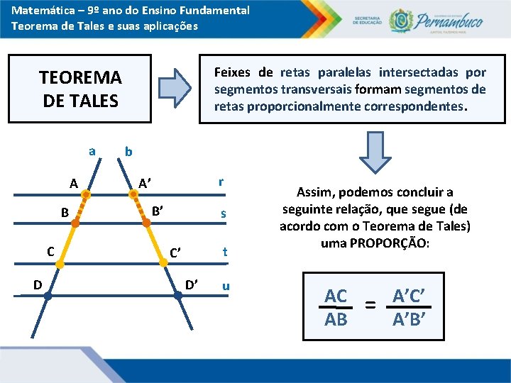 MATEMTICA Ensino Fundamental 9 ano Teorema de Tales