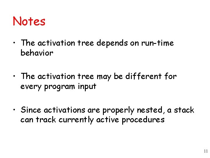 Runtime Environment and Program Organization 1 Outline Management