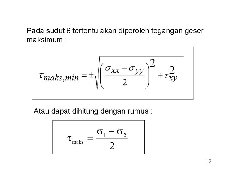 TEGANGAN TARIK dan KOMPRESI PADA PENAMPANG MIRING p