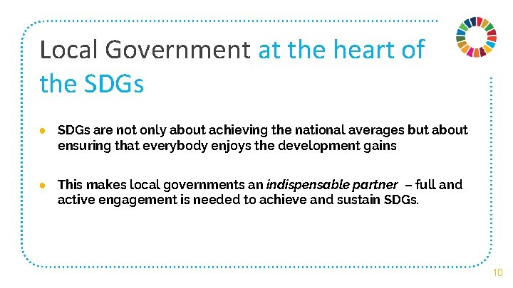 The role of Local Government in achieving SDGs