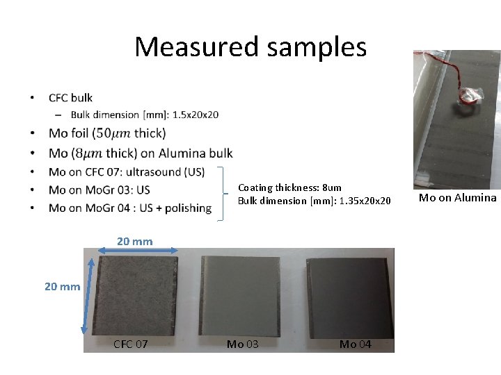 Update on Mo resistivity measurements on different substrates
