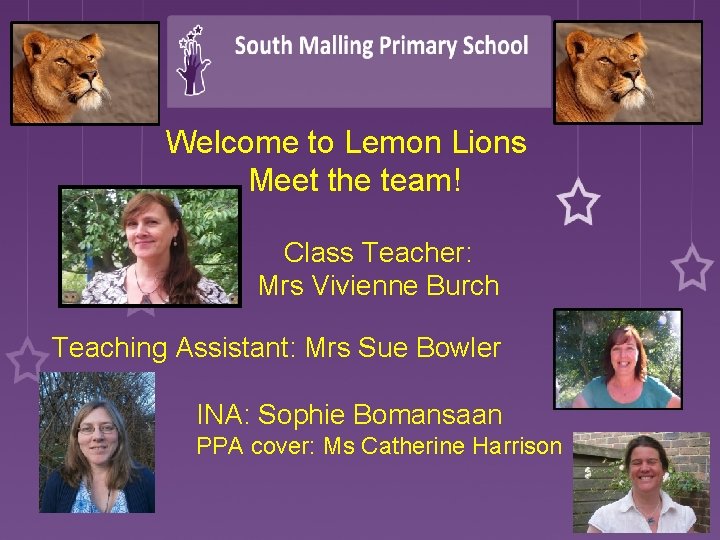 Welcome to Lemon Lions Meet the team Class