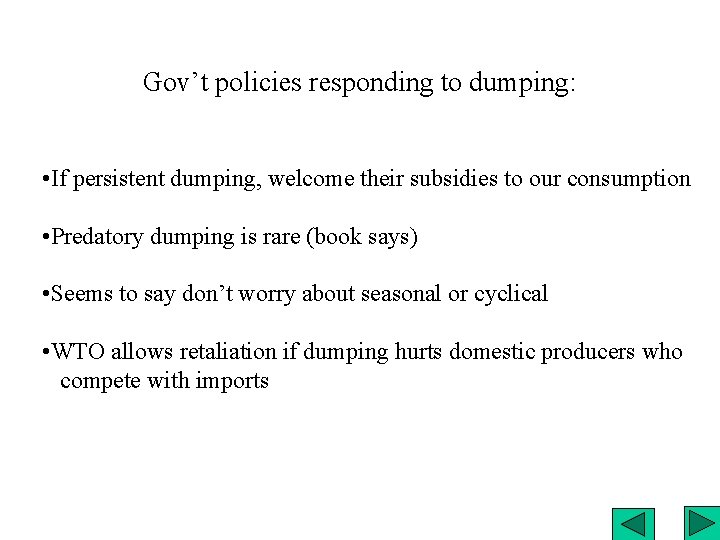 Chapter 11 Pushing Exports Link to syllabus Dumping