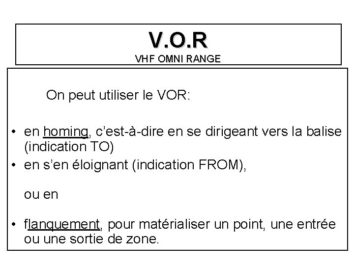 Le VOR sur les cartes MOYENS de RADIONAVIGATION
