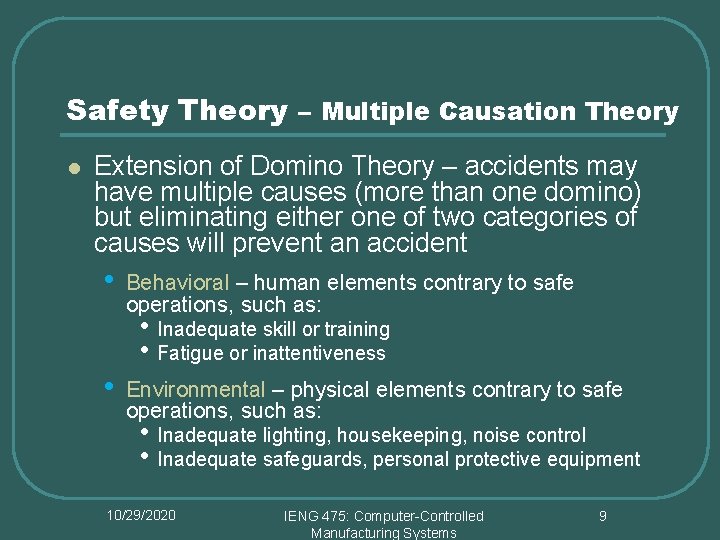 IENG 475 Lecture 04 Manufacturing Safety 10292020 IENG